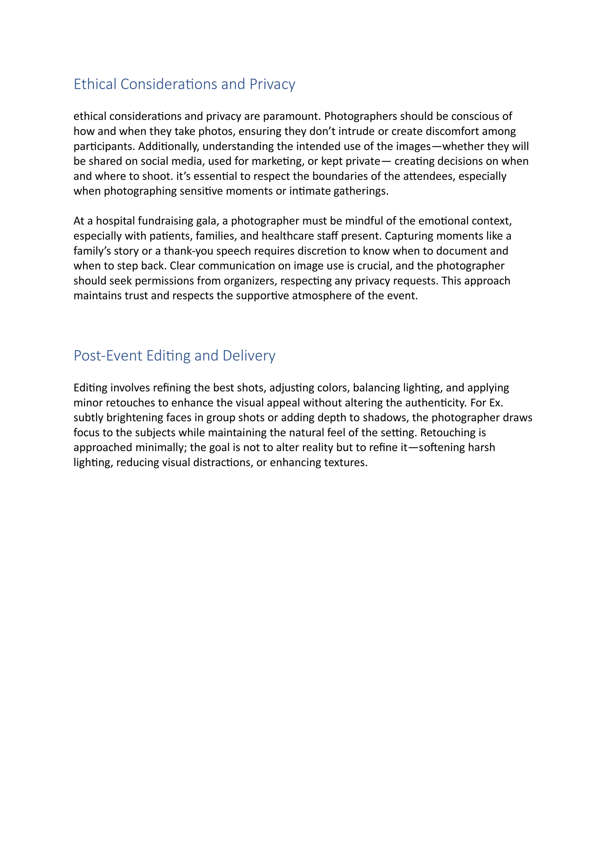 Event Photography Material requirement & details | PDF