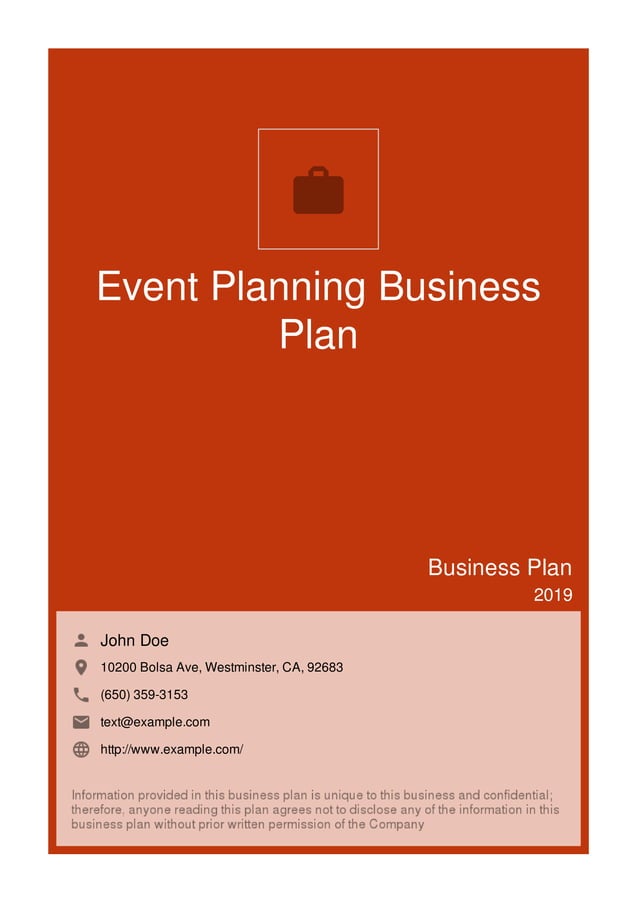 Event planning business plan example | PDF