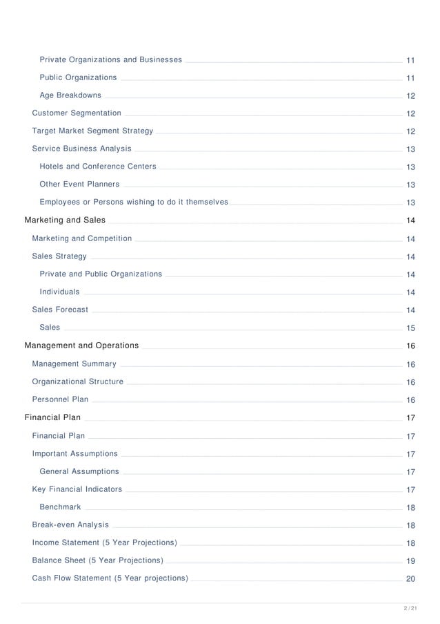 Event Planning Business Plan Example Pdf