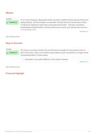 Event planning business plan example | PDF