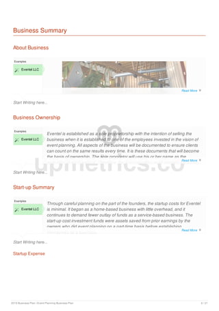 Event planning business plan example | PDF
