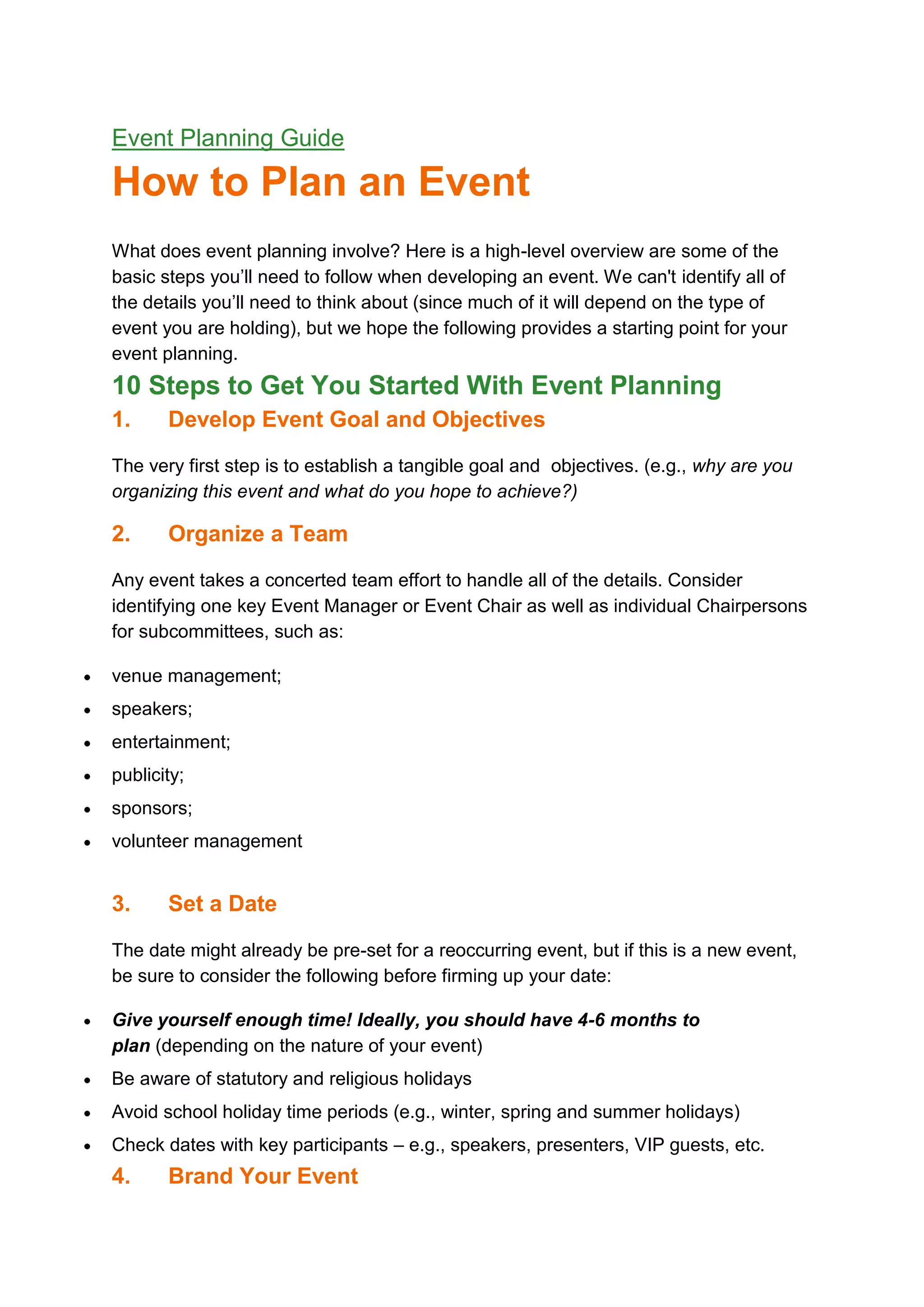 Event planning guide | DOCX