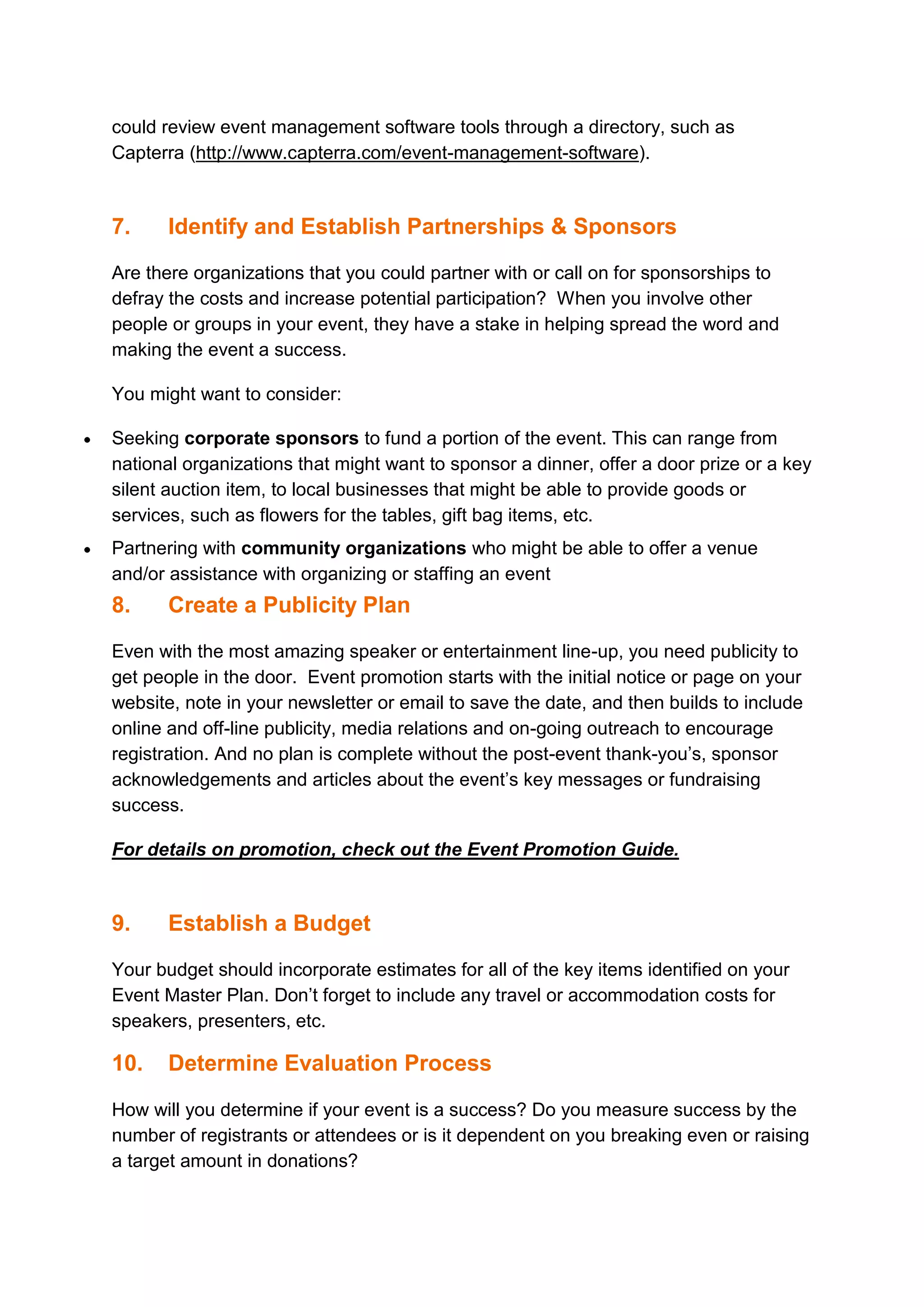 Event planning guide | DOCX