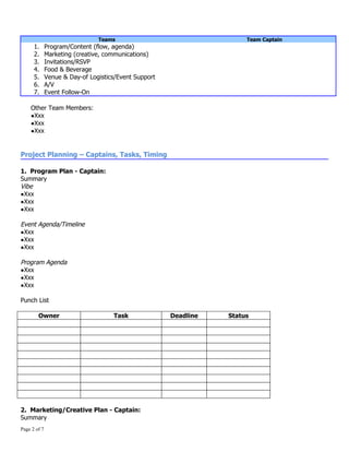 Event Plan Template | PDF