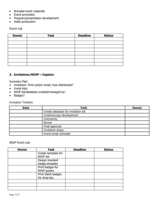 Event Plan Template | DOC