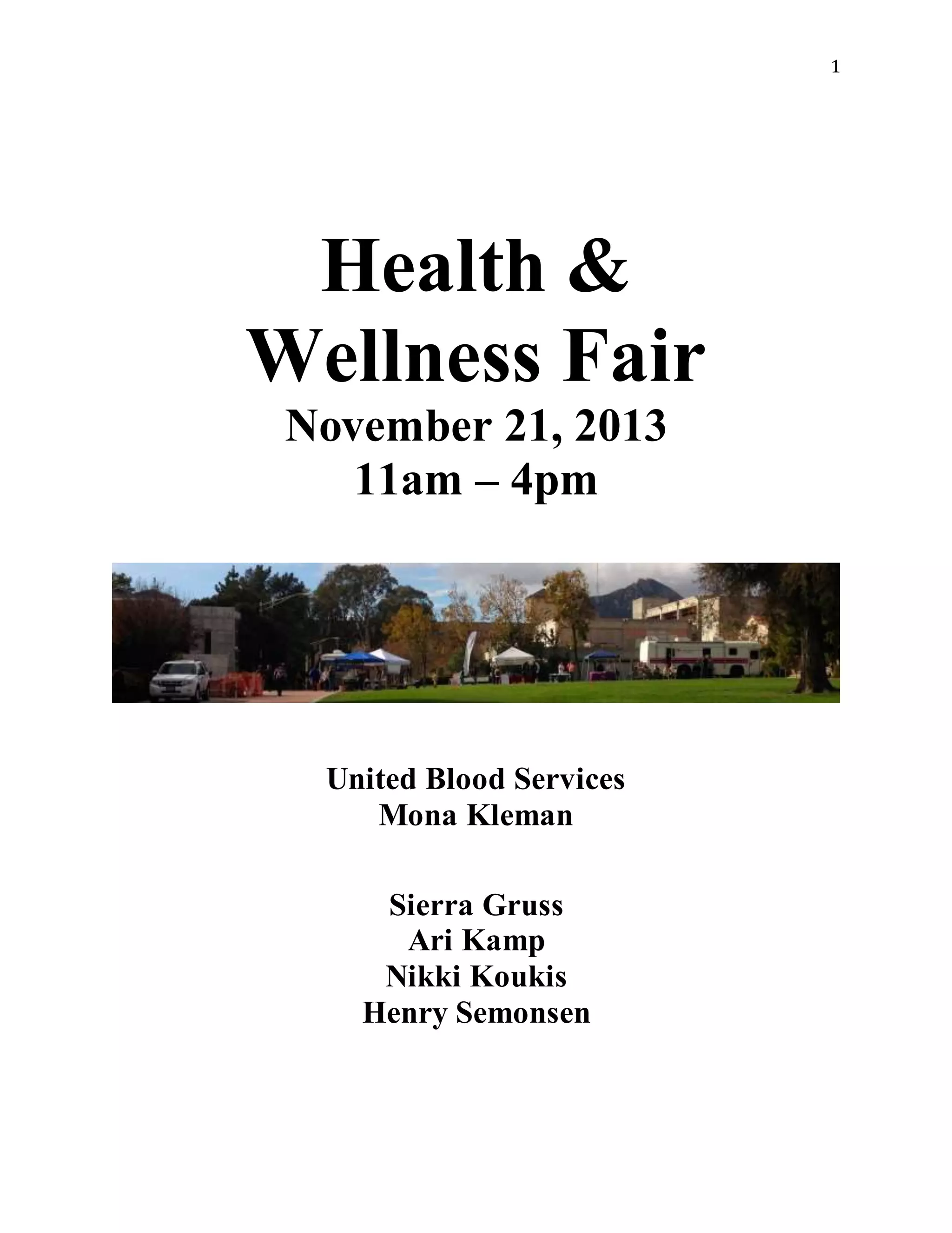 Health Fair Program Plan | DOCX