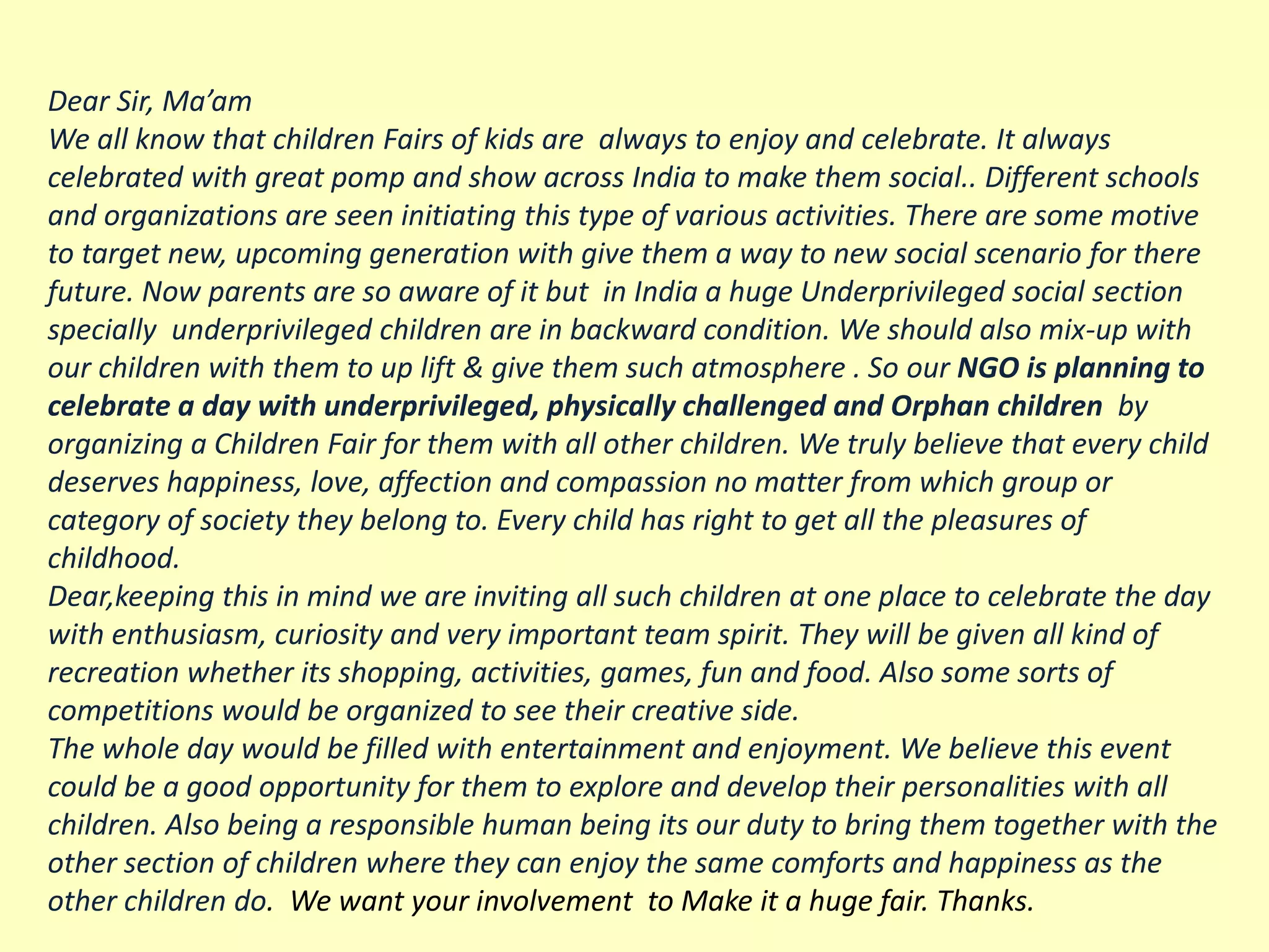 Event proposal of an NGO | PPTX