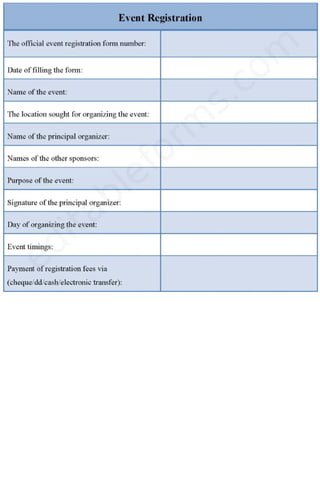 Event Registration Fillable PDF Template | PDF