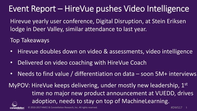 Event Report - HireVue Digital Disruption 2017 - HireVue doubles down ...