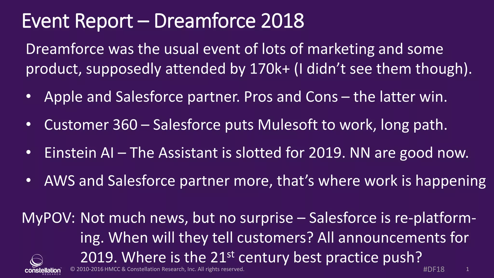 Event Report - Dreamforce 2018 - Where is the Innovation | PPT