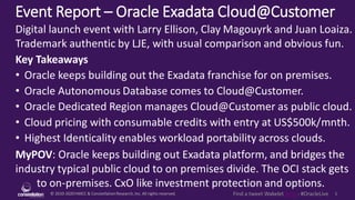 Event Report - Oracle launches Exadata Cloud@Customer with Autonomous ...