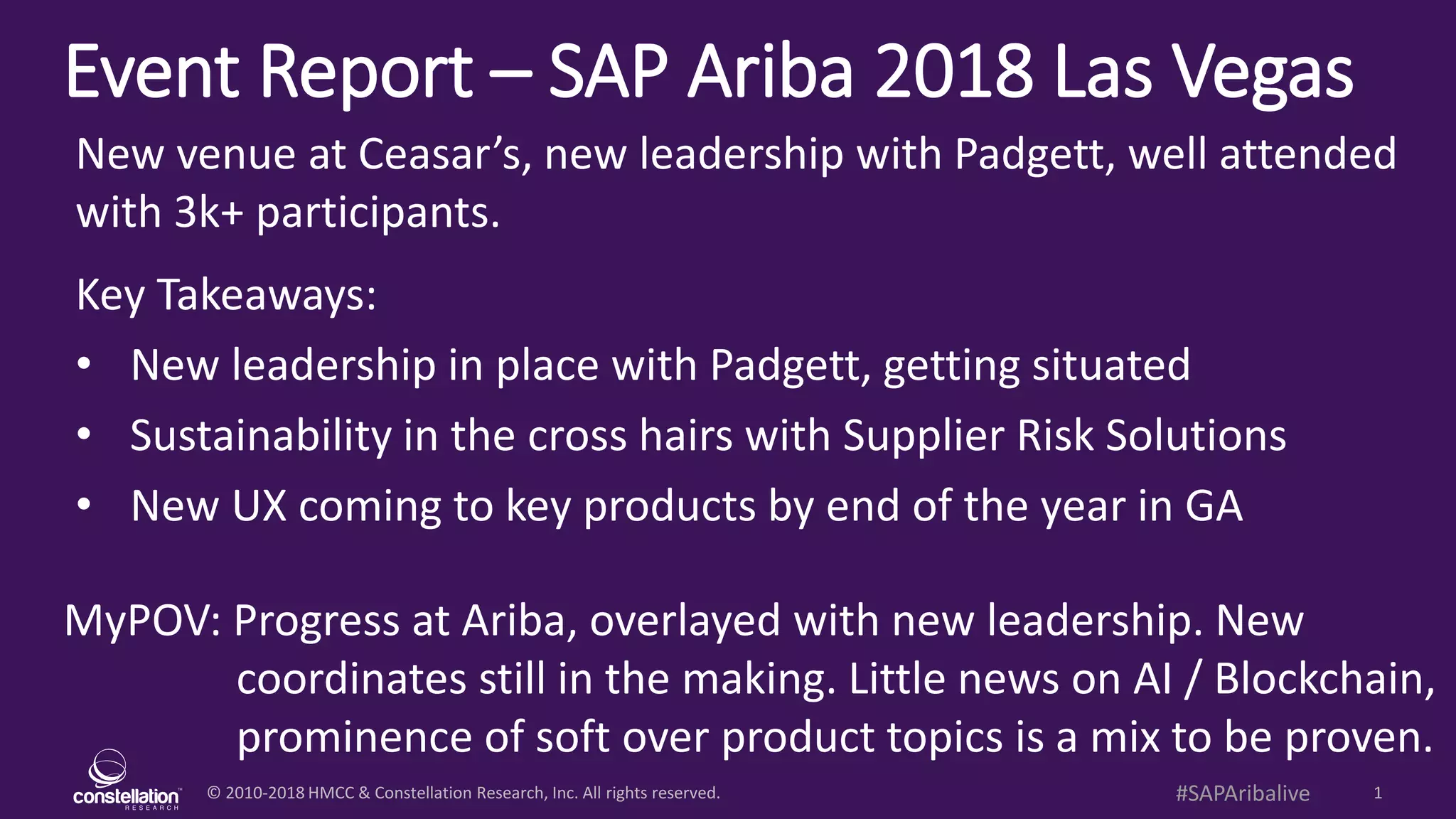 Event Report - SAP Ariba Live - 2018 - Las Vegas - Sustainability and ...