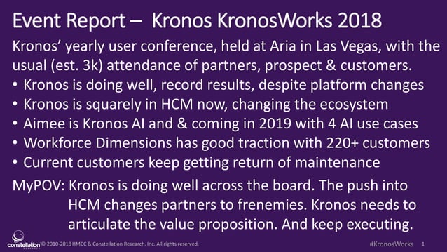 Event Report Kronos KronosWorks 2018 - Kronos is firing on all ...