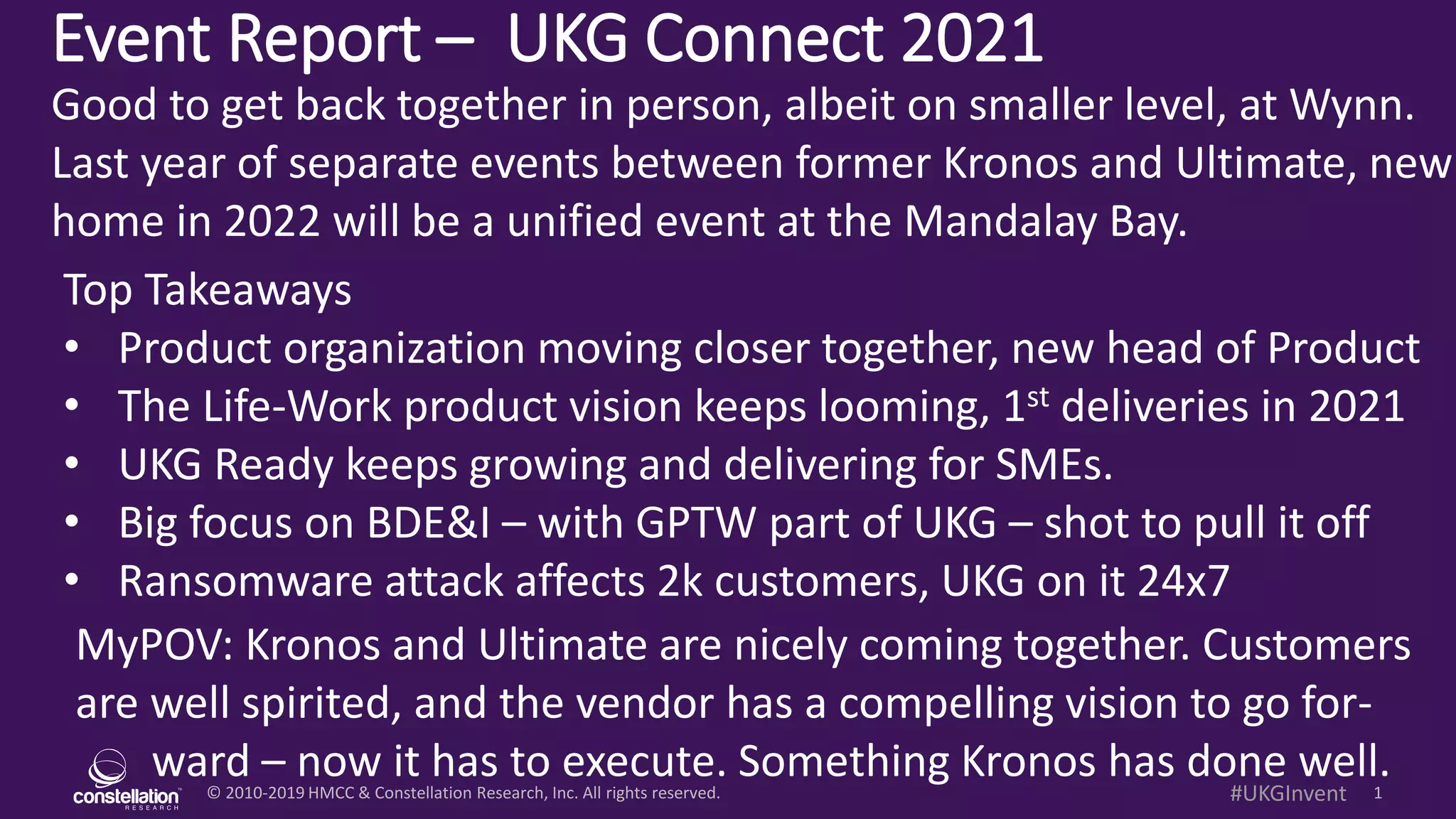 Event Report - UKG Connections 2021 - UKG and Kronos grow together | PPT