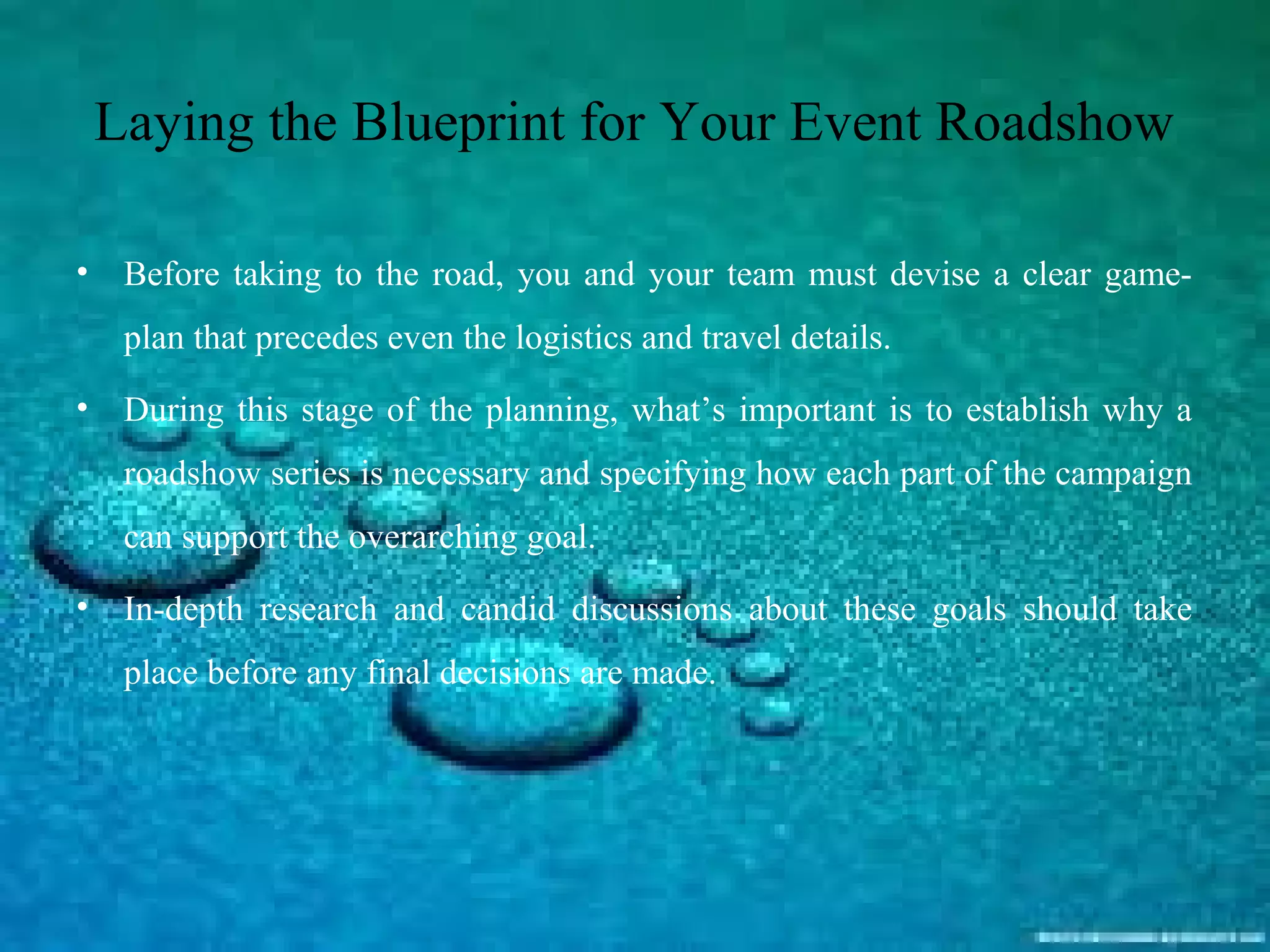 Event roadshow planning | PPT