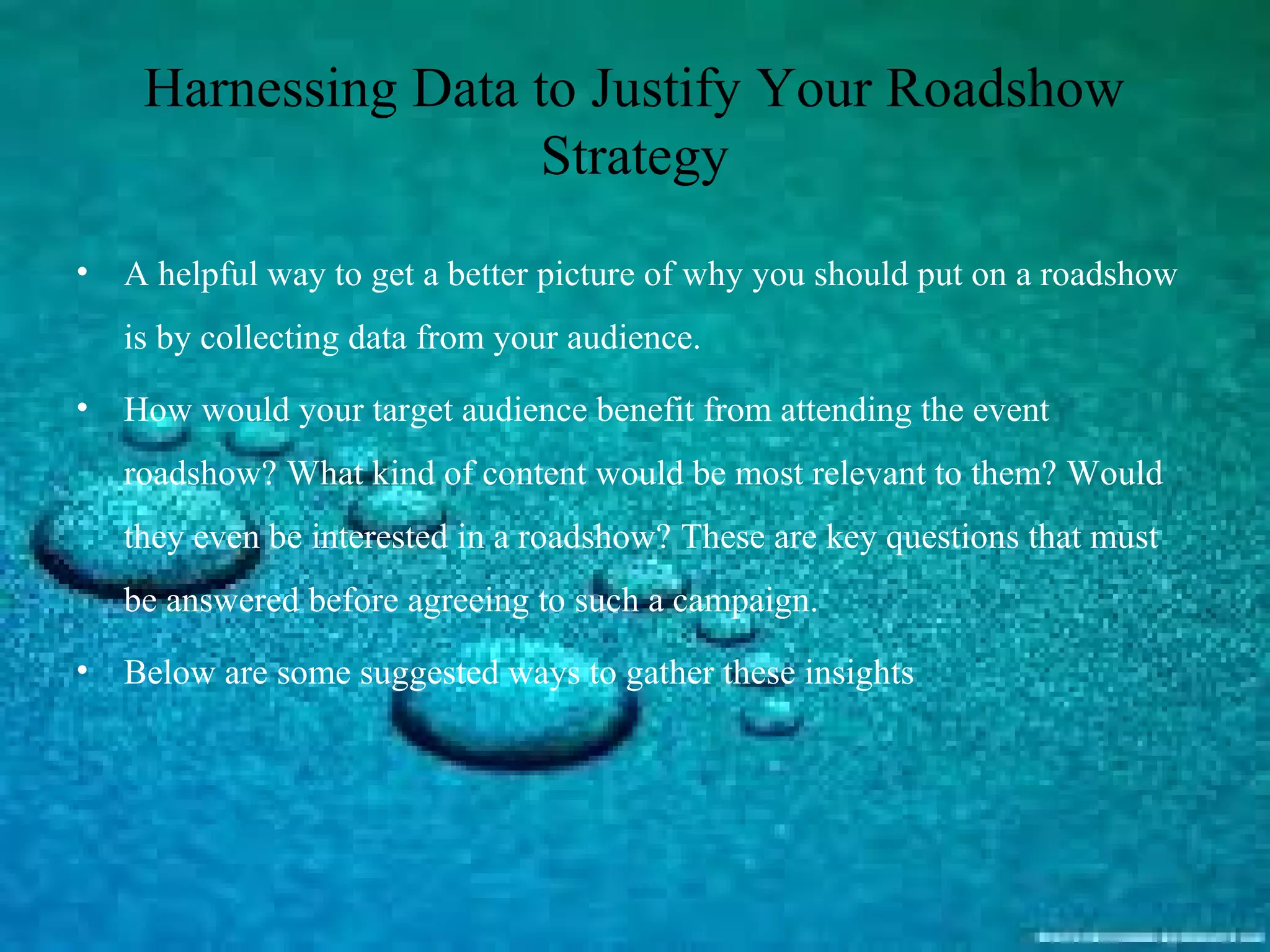 Event roadshow planning | PPT