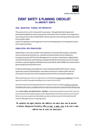 Event safety checklist | DOCX
