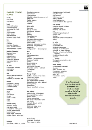 Event safety checklist | DOCX