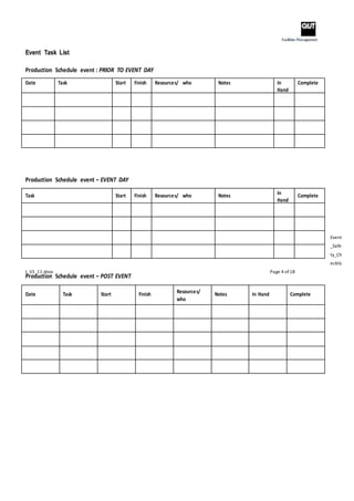 Event safety checklist | DOCX