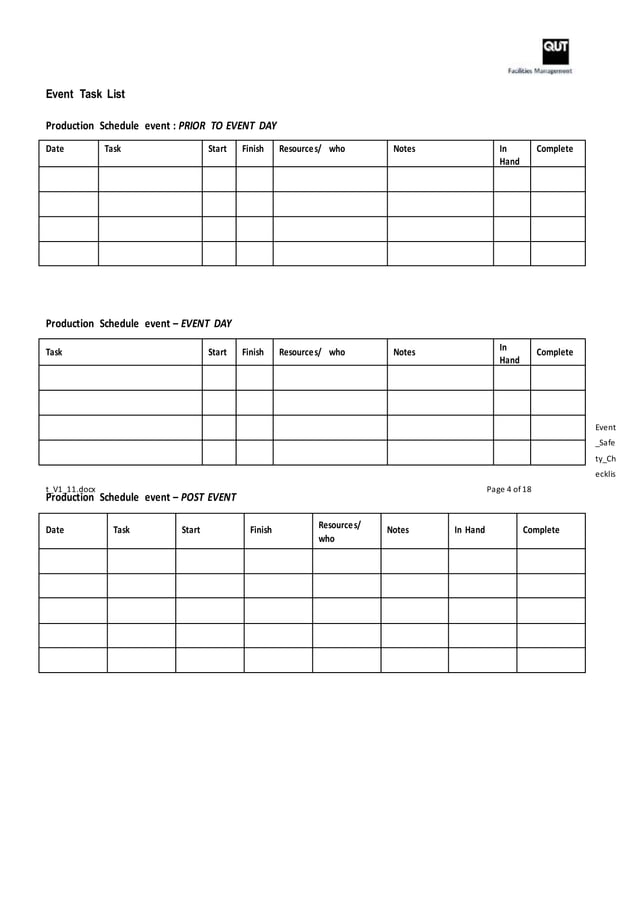 Event safety checklist | DOCX