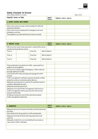 Event safety checklist | DOCX