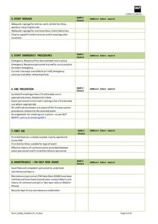 Event safety checklist | DOCX