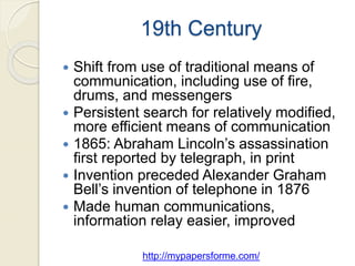Events and developments in communications from 1865 to | PPTX