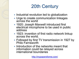 Events and developments in communications from 1865 to | PPTX