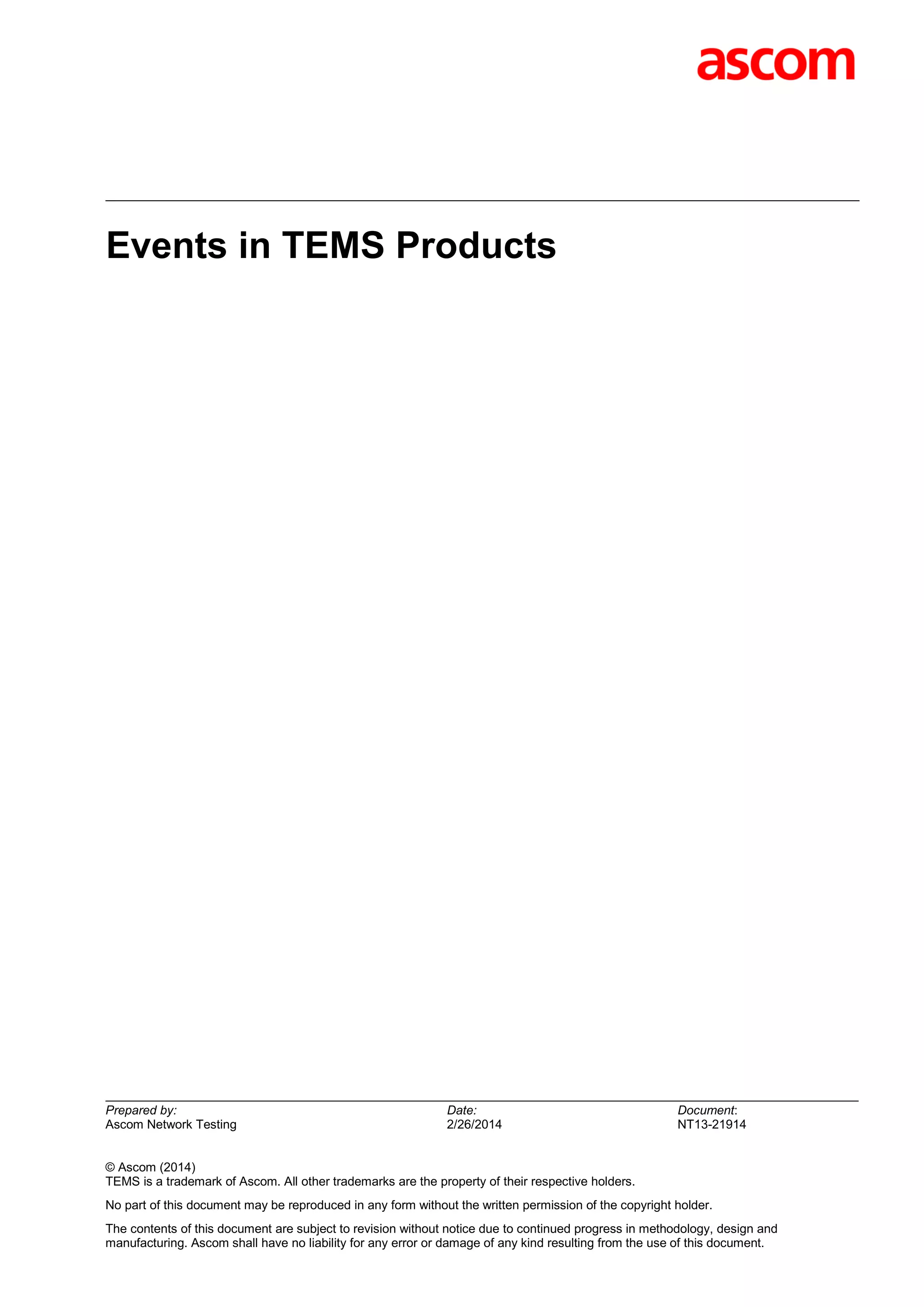 Events in tems products | PDF