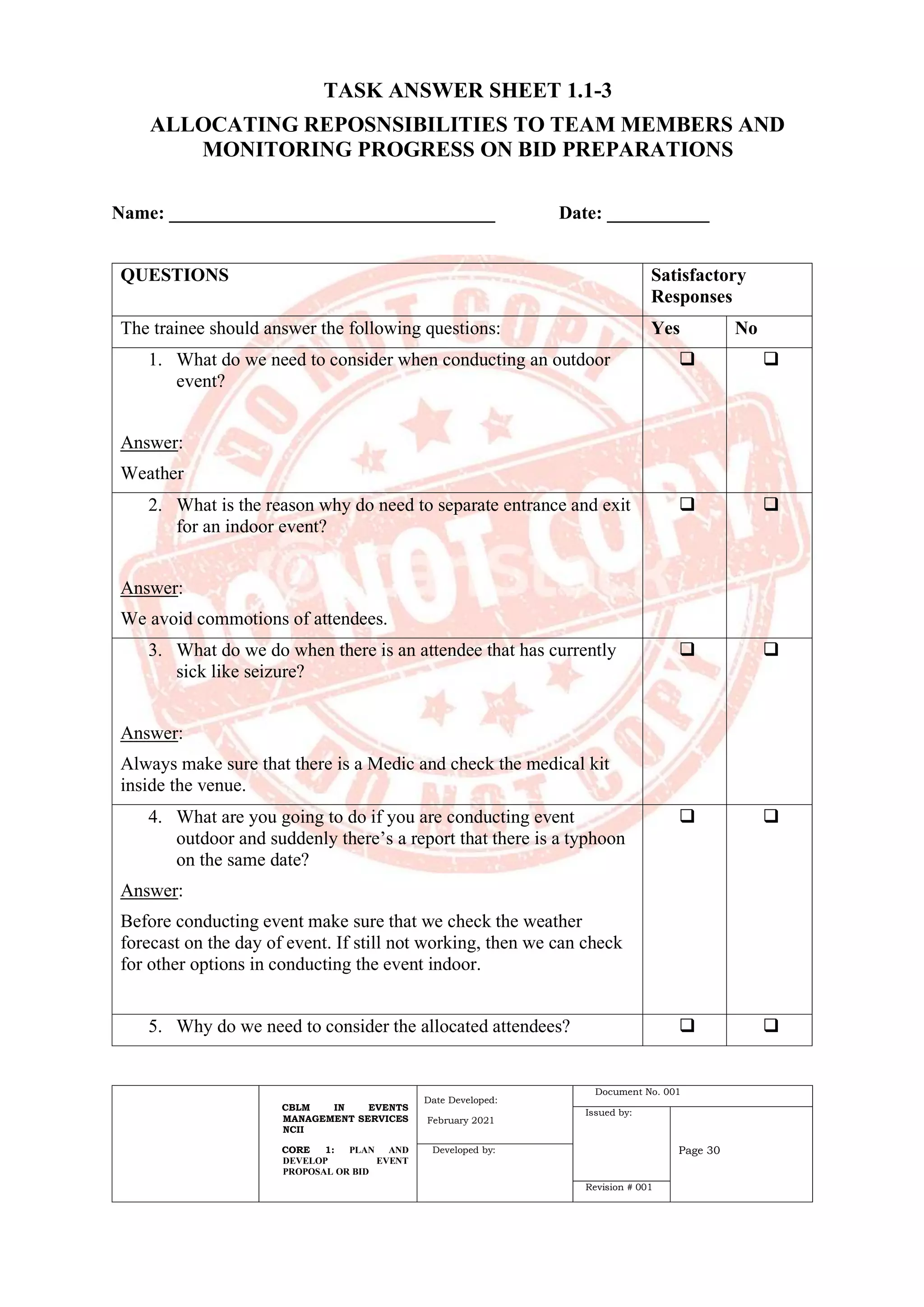 EVENTS MANAGEMENT SERVICES NC III - CBLM | PDF