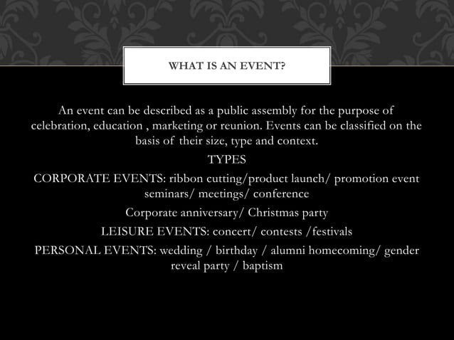 EVENTS MANAGEMENT SERVICES NC III powerpoint.pptx | Wedding | Personal ...