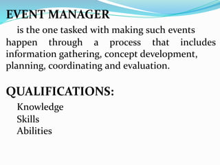Events management primer for TESDA Evaluation | PDF
