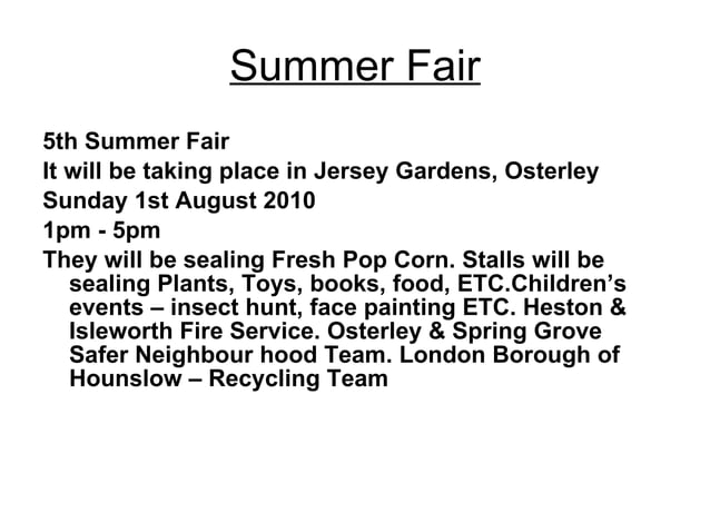 Event tacking place in hounslow and heston | PPT