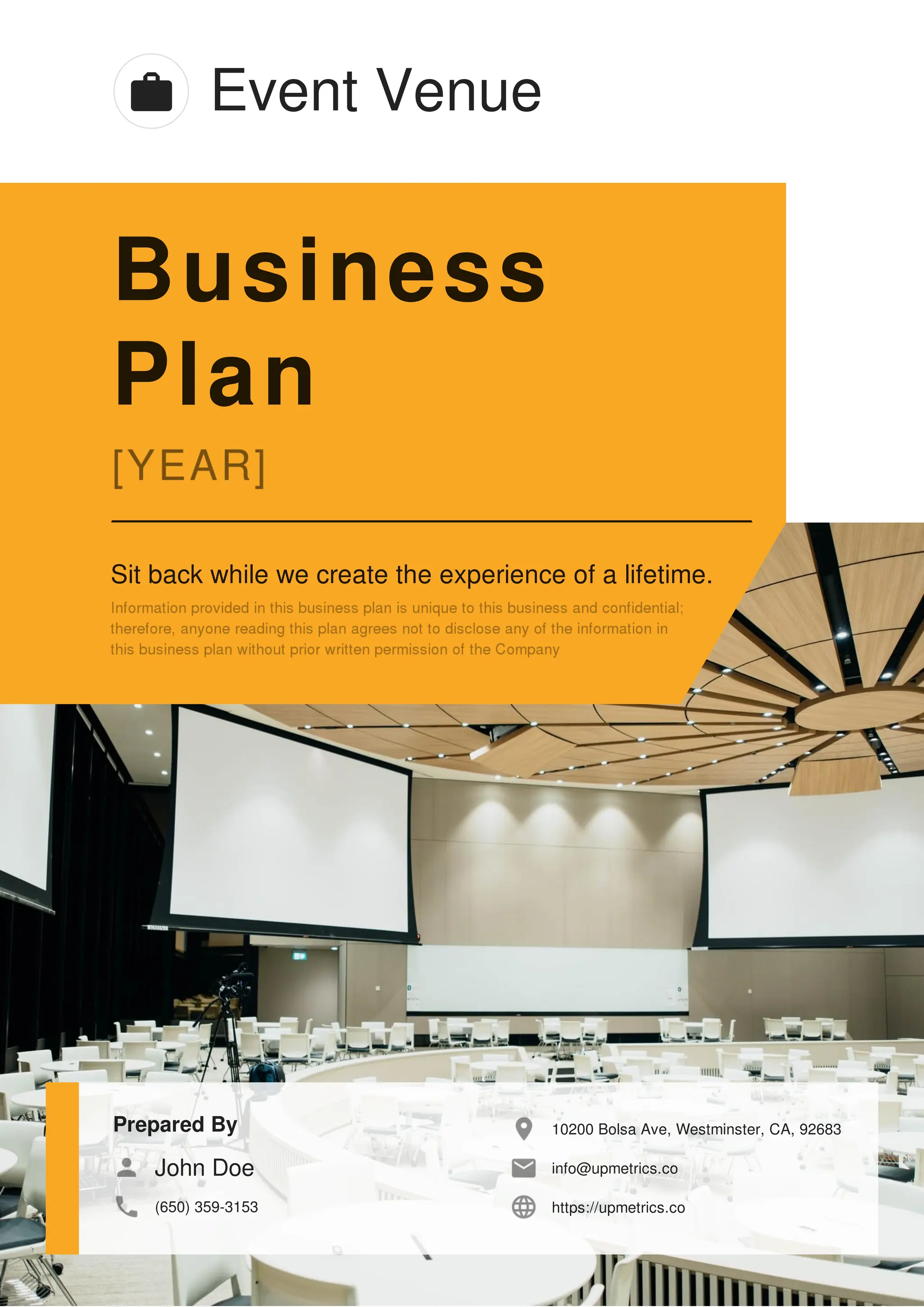Event Venue Business Plan Example | Upmetrics | PDF