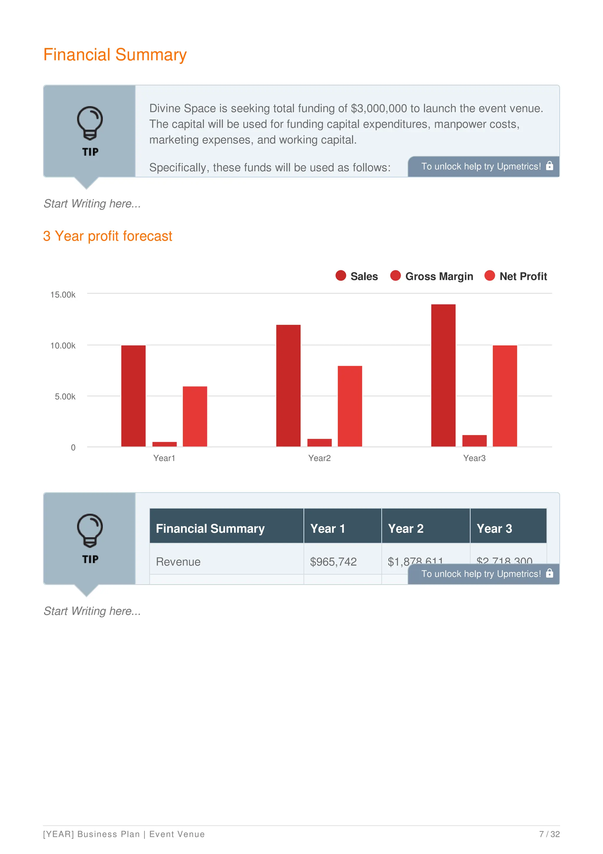 Event Venue Business Plan Example | Upmetrics | PDF