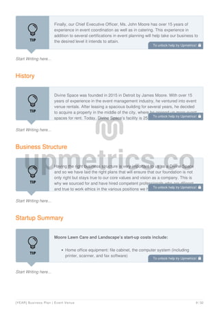 Event Venue Business Plan Example | Upmetrics | PDF