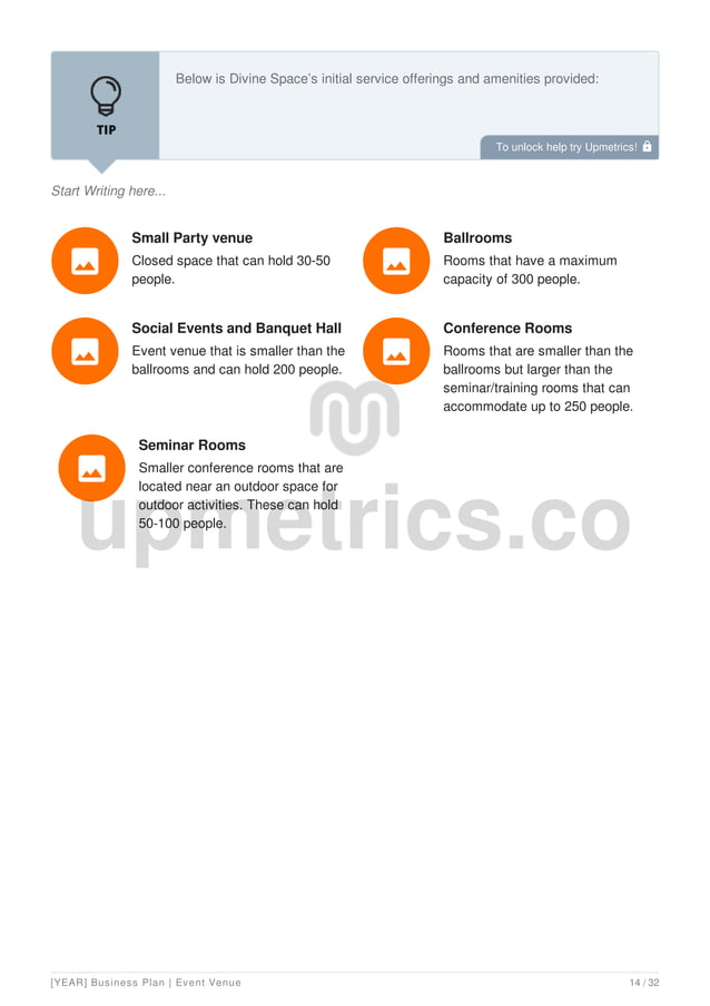 Event Venue Business Plan Example | Upmetrics | PDF