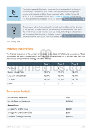 Event Venue Business Plan Example | Upmetrics | PDF