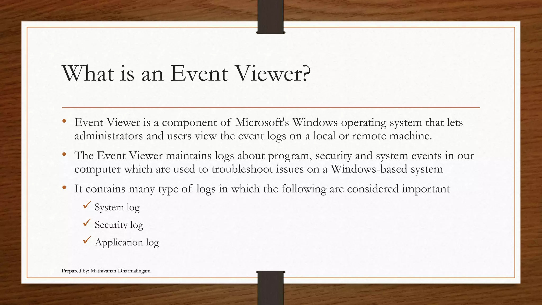 Event Viewer | PPTX