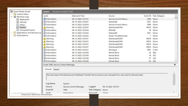 Event Viewer | PPTX | Operating Systems | Computer Software and ...