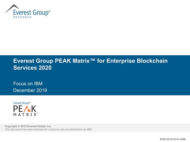Everest group peak matrix for enterprise blockchain services | PPT
