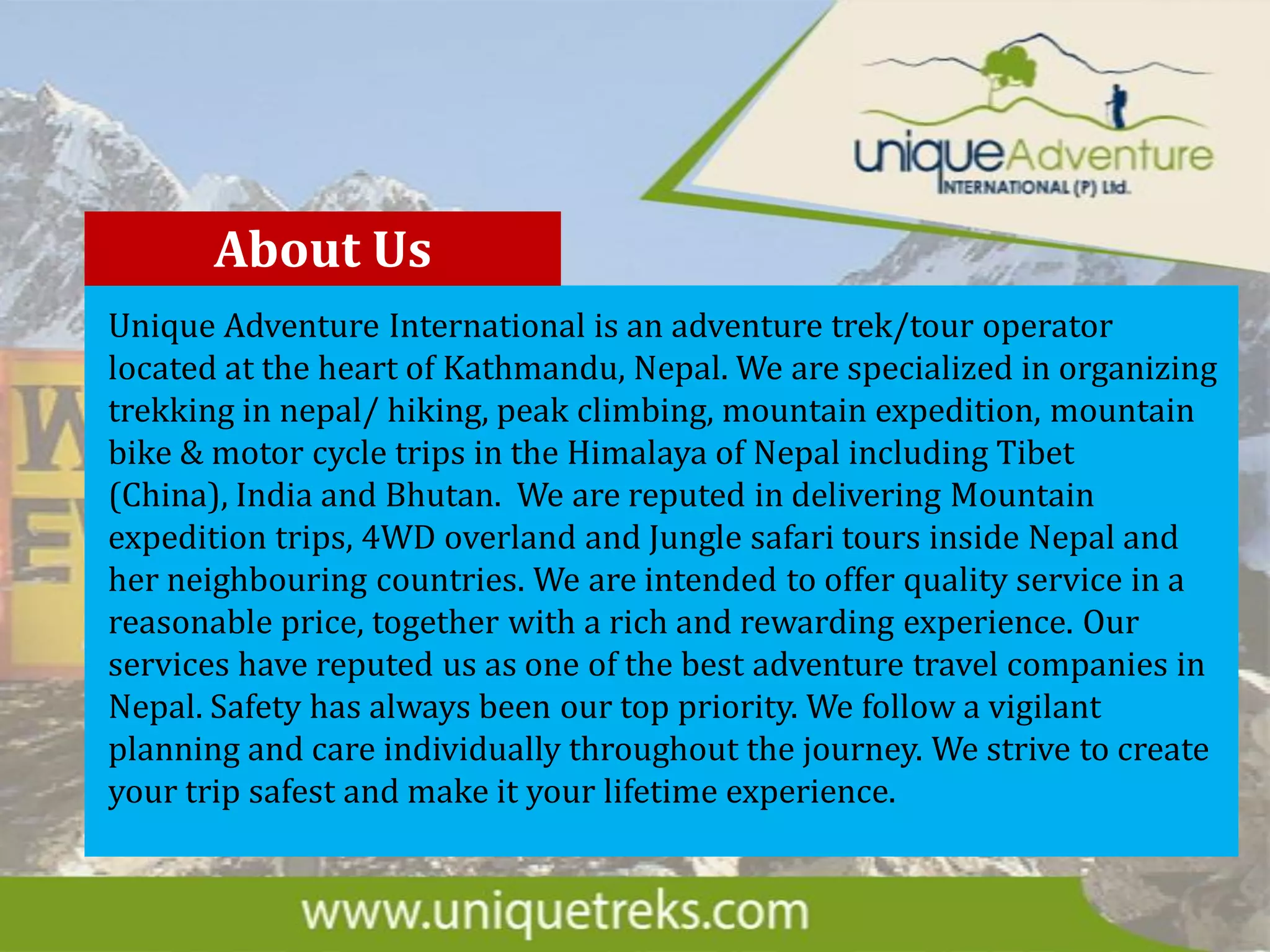 Trekking in Nepal | uniquetreks | PDF