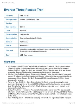 Everest Three High Passes Trek. pdf | PDF