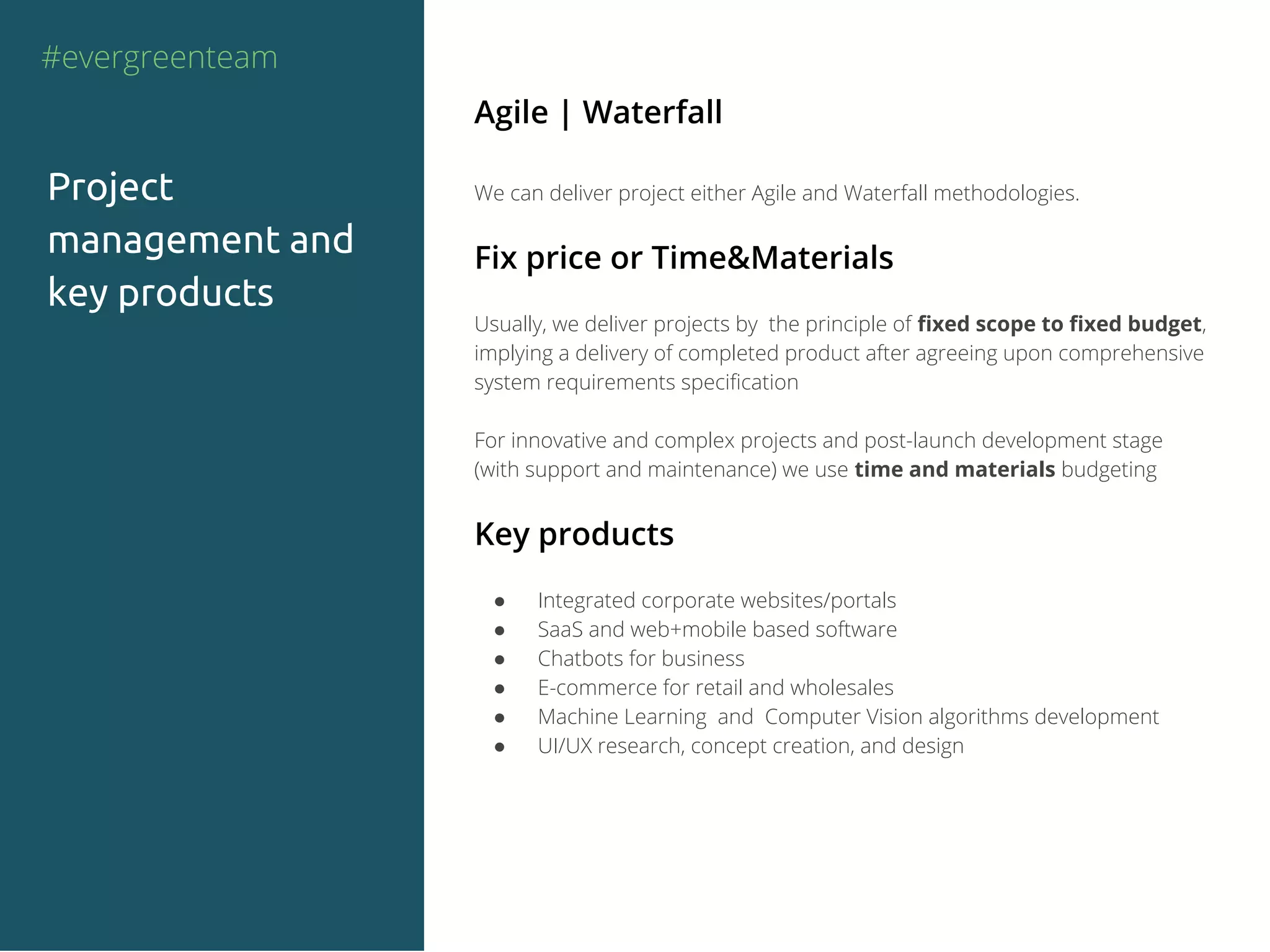 Evergreen IT development, support and service company presentation | PPT