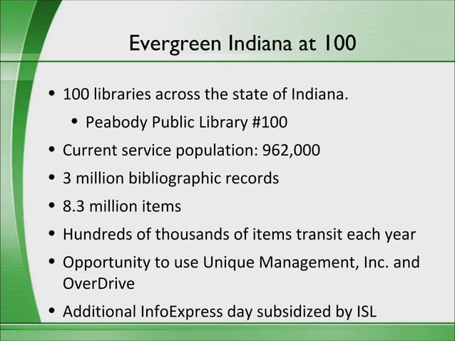 Evergreen Indiana Basic Circulation Class | PPT