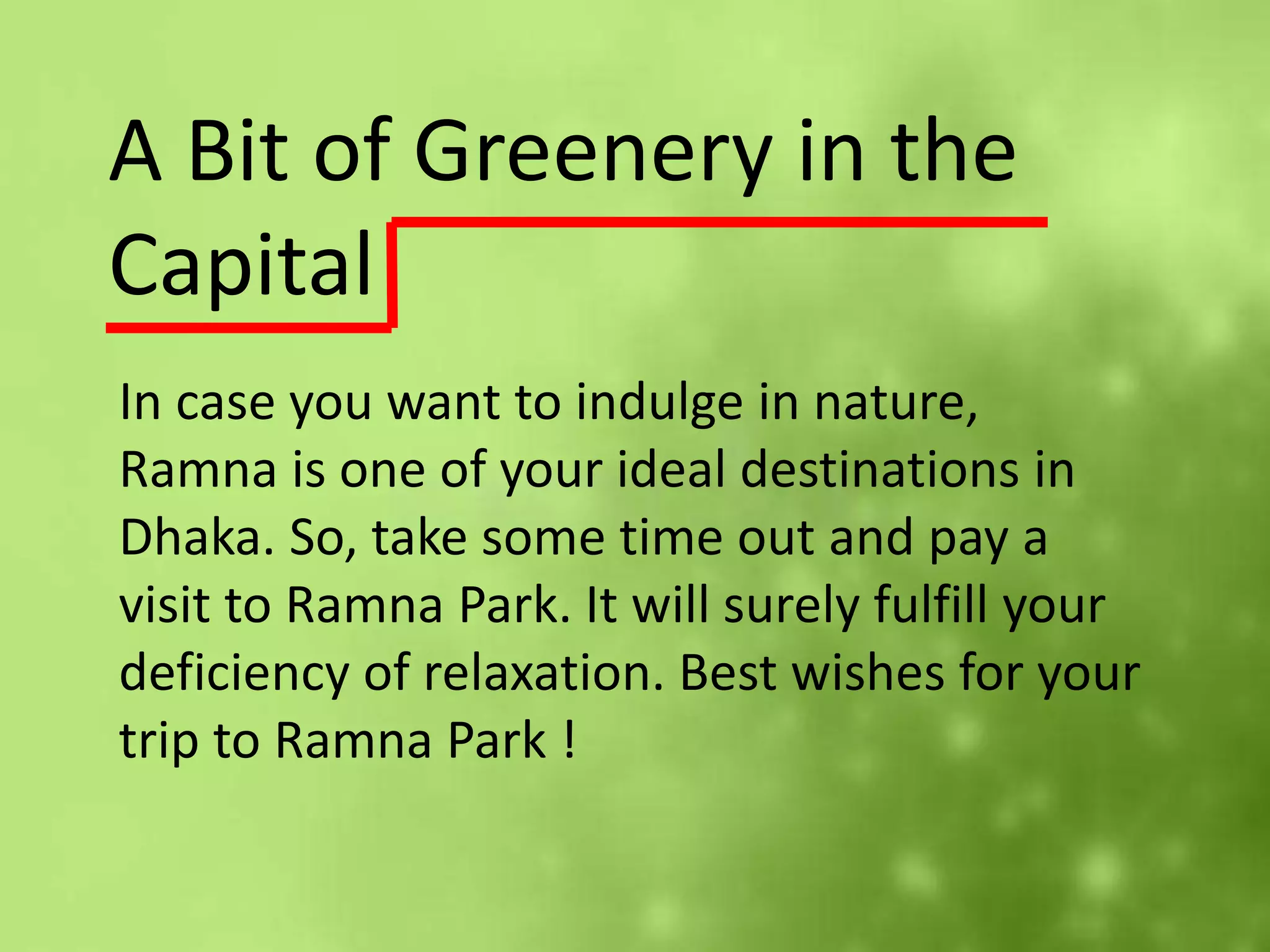Evergreen Ramna Park | PPT