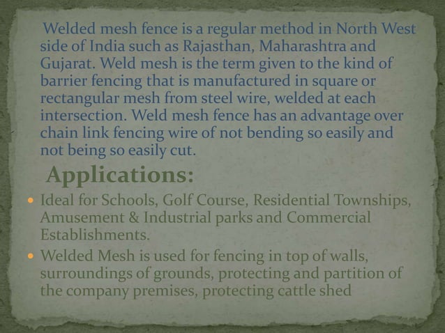 welded mesh | Welded Mesh fencing | Welded mesh manufacturers in Coimbatore | PPT