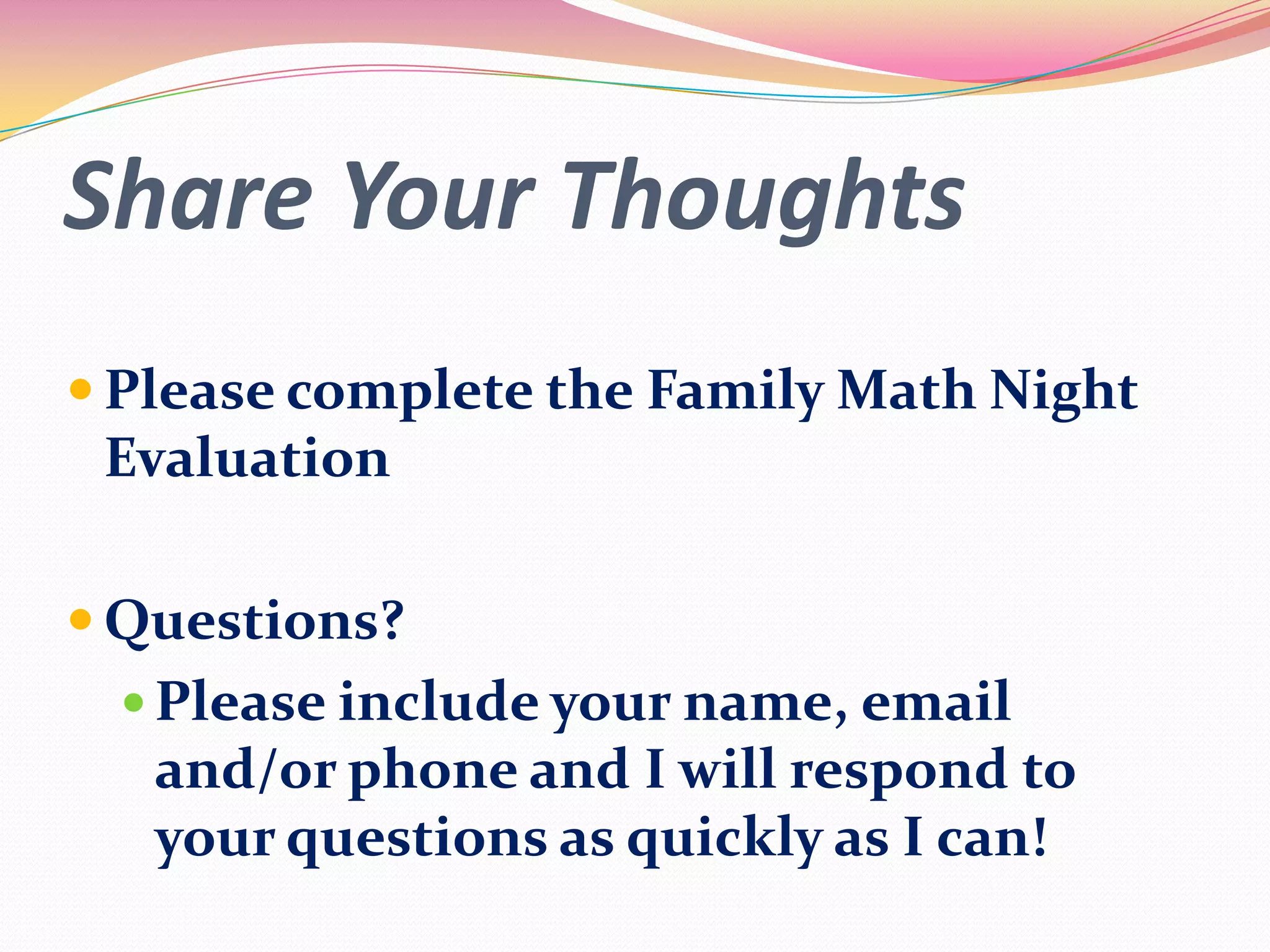 Everyday Mathematics Family Game Night | PPTX
