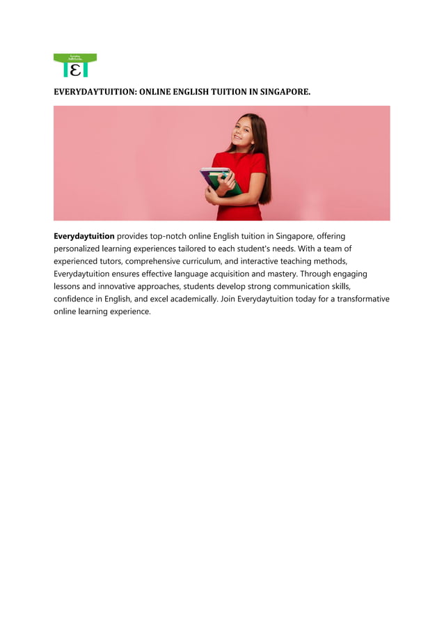 EVERYDAYTUITION: ONLINE ENGLISH TUITION IN SINGAPORE. | PDF