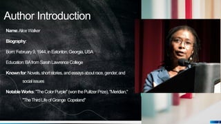Novel "EVERYDAY USE" by Alice Walker.pptx | Genealogy and Ancestry | Hobbies & Interests